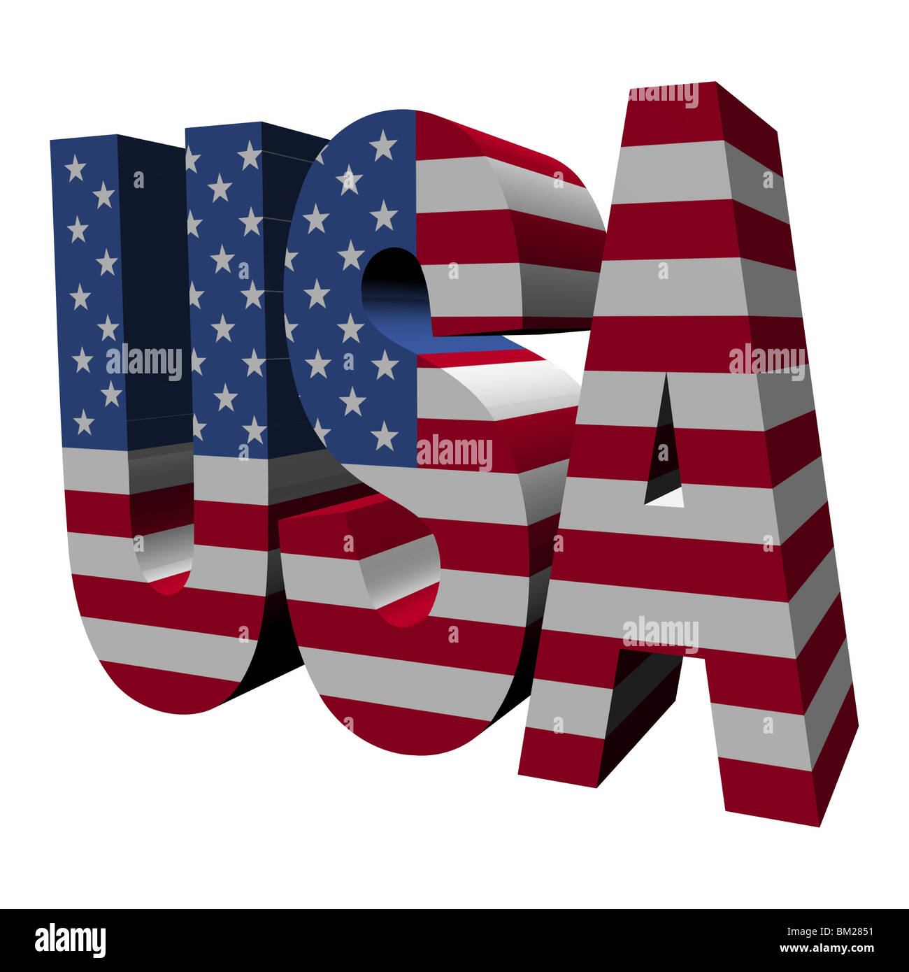 USA 3d text with American flag on white illustration Stock Photo - Alamy