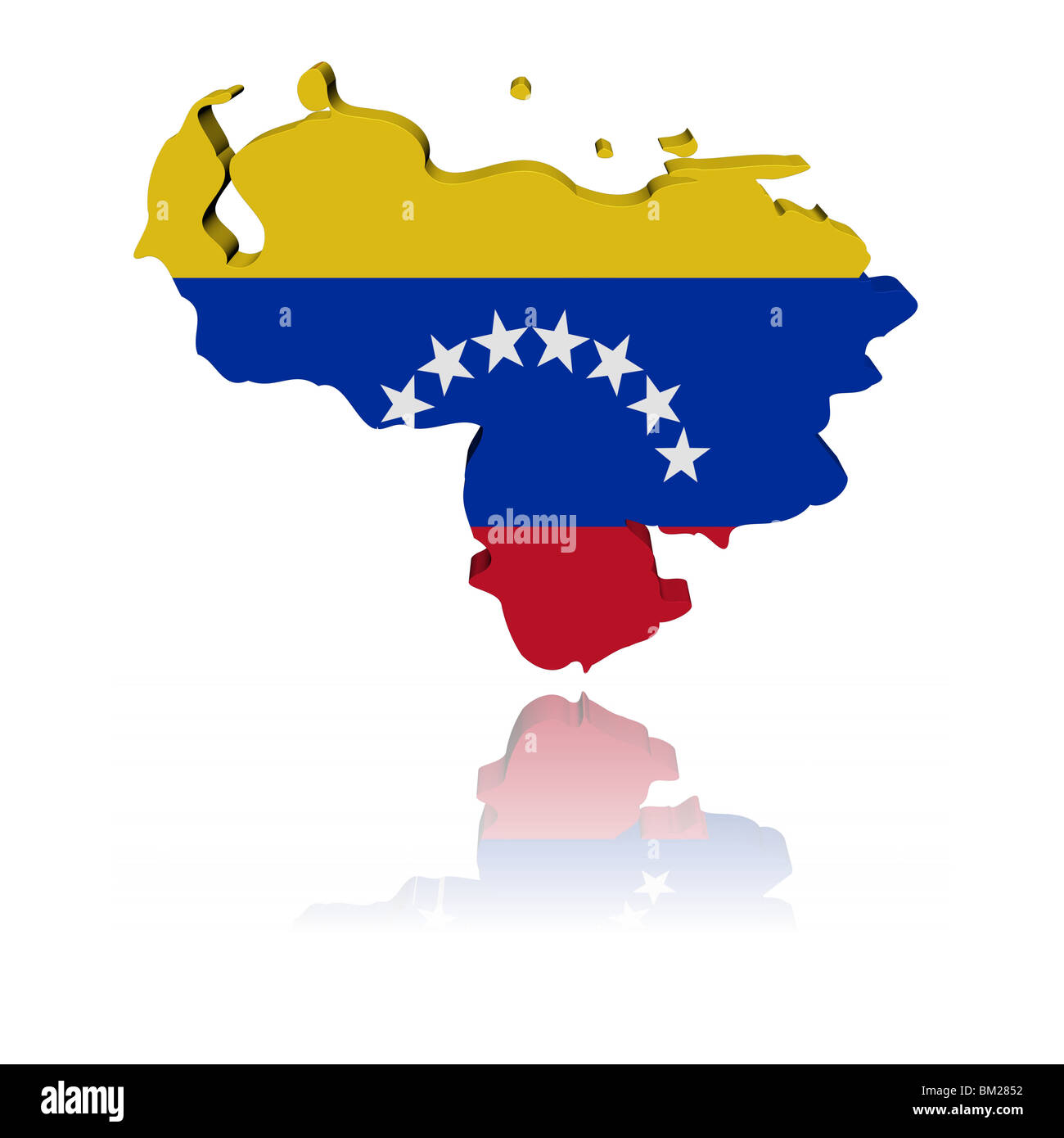 Venezuela map flag 3d render with reflection illustration Stock Photo ...