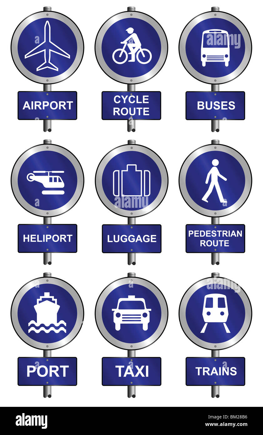 Vector of transport information sign collection mounted on post Stock ...