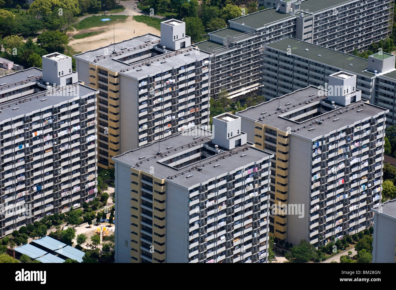 High-rise housing development built on the reclaimed land of Sakishima ...