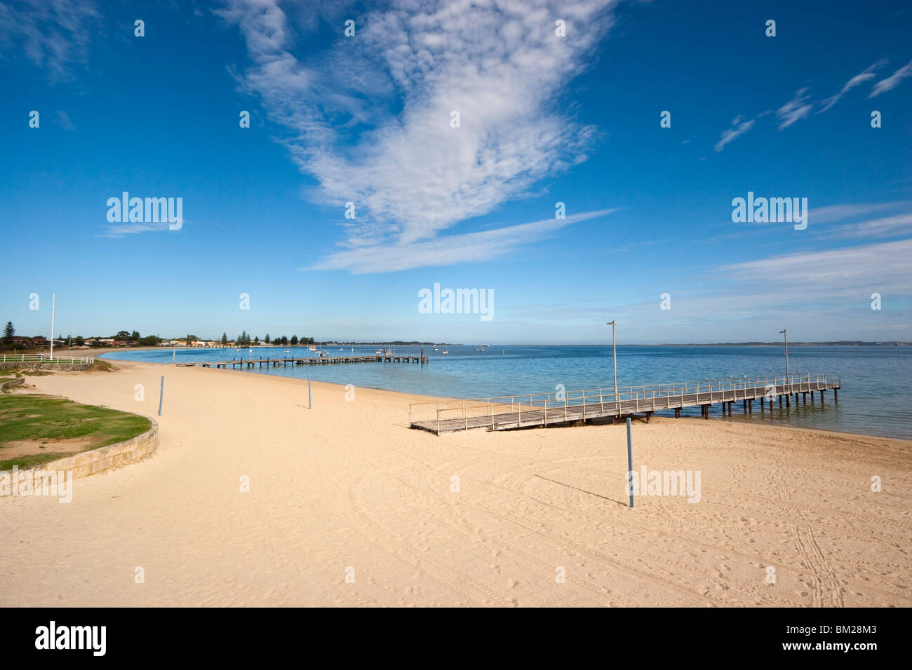The beach on Cockburn Sound at Rockingham, a southern suburb of Perth ...