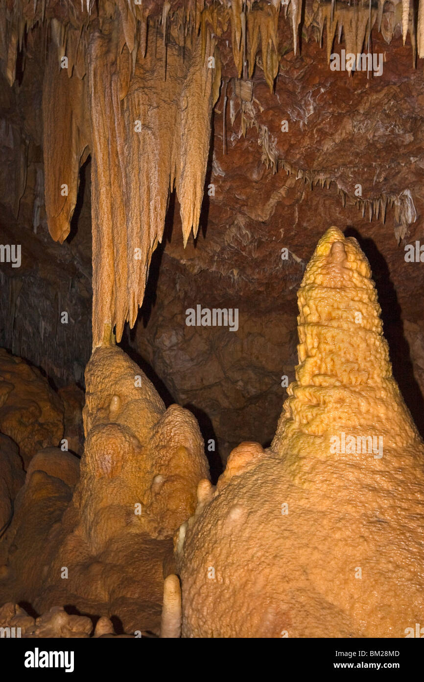 A variety of speleothems including stalactites, stalagmites, columns ...