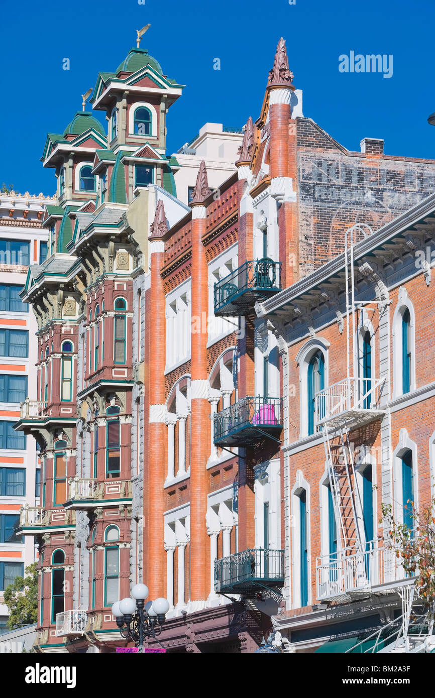 Buildings on 5th Avenue, Gaslamp district, San Diego, California, USA ...
