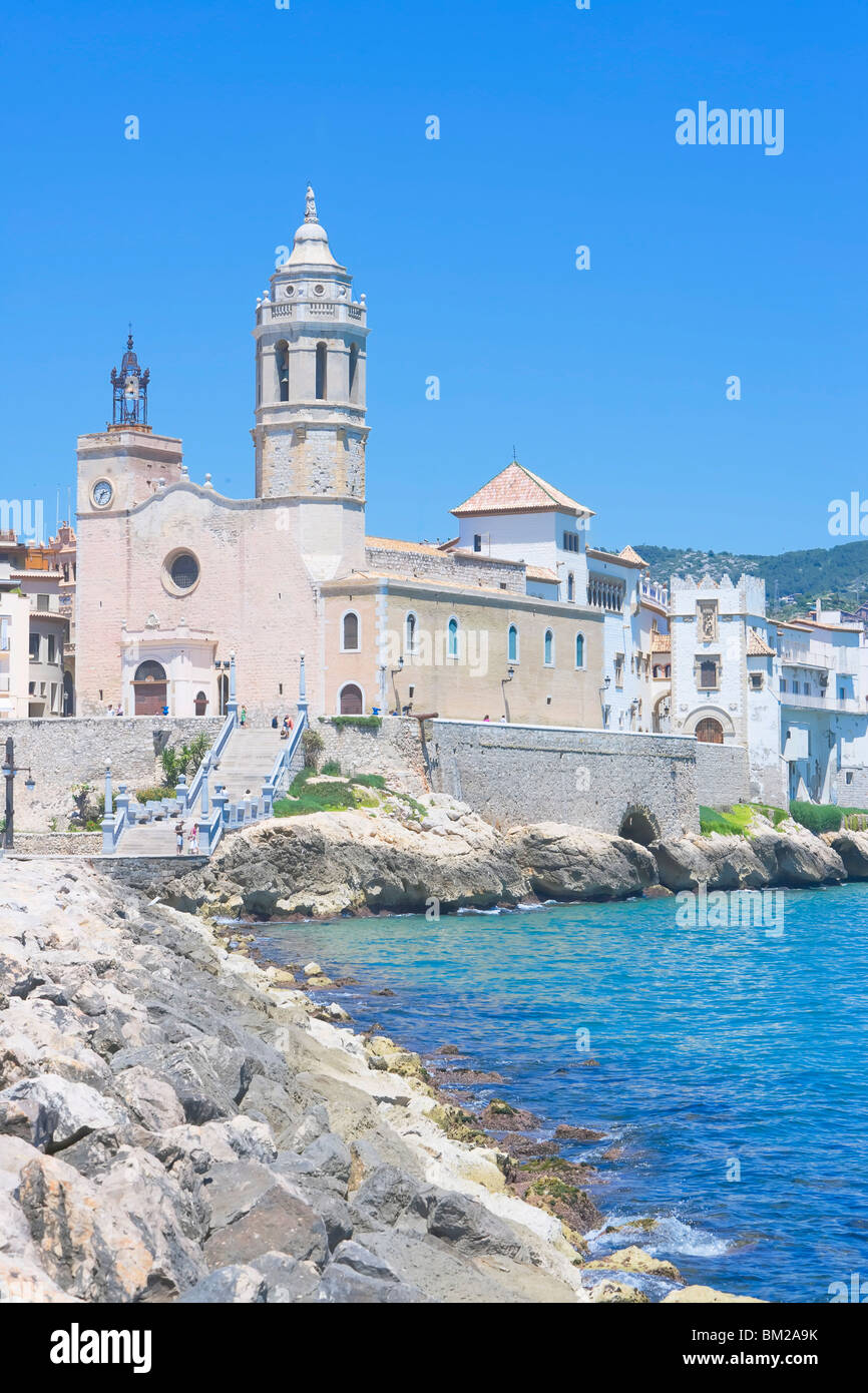Sitges old centre and seaside, Sitges, Costa Dorada, Catalonia, Spain ...