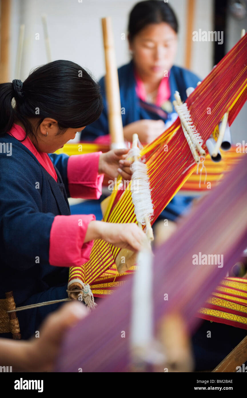 Weavers at the National Institute for Zorig Chusum Pedzoe, (Painting ...