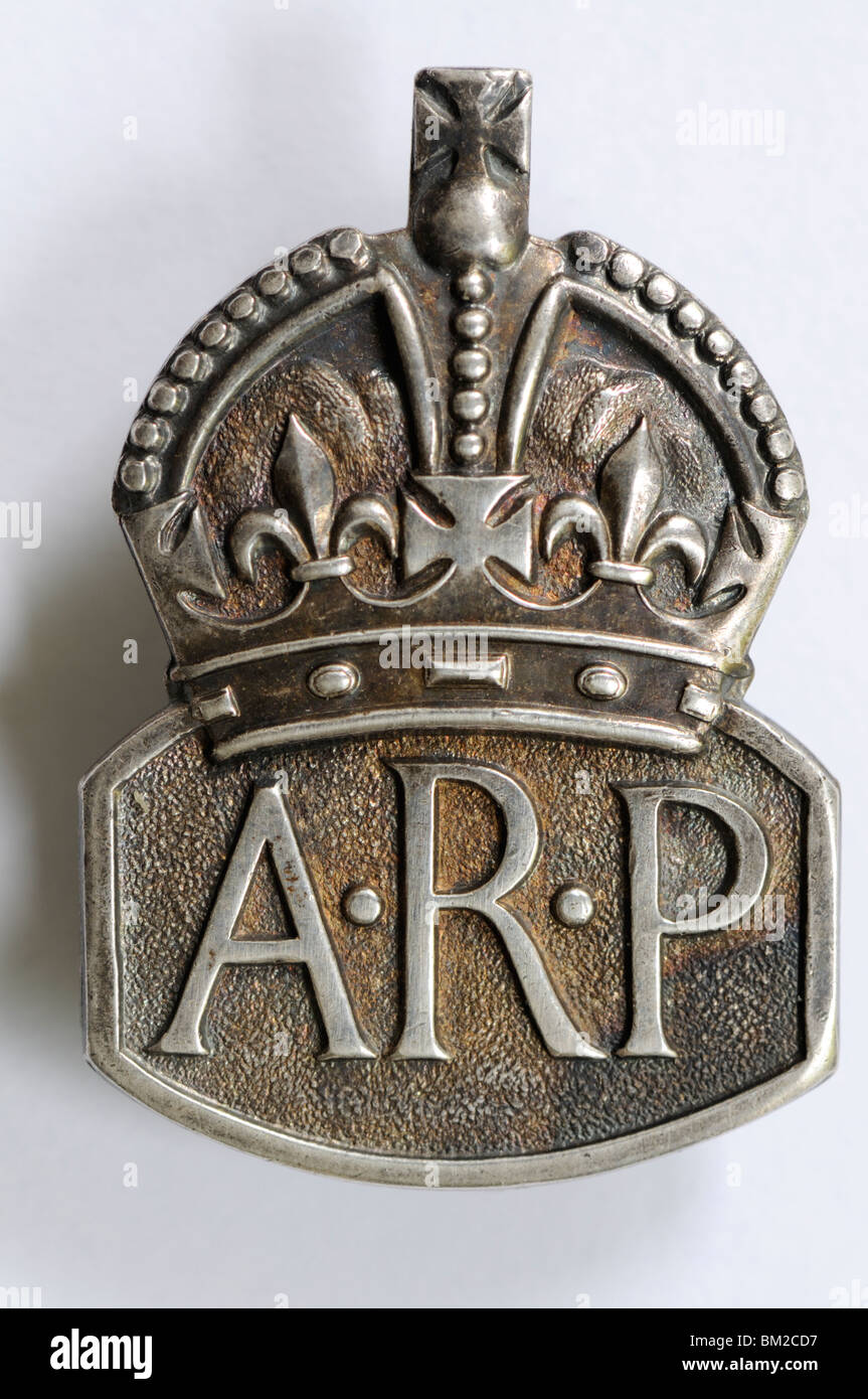 Silver ARP / Air Raid Precaution badge from Second World War Stock ...