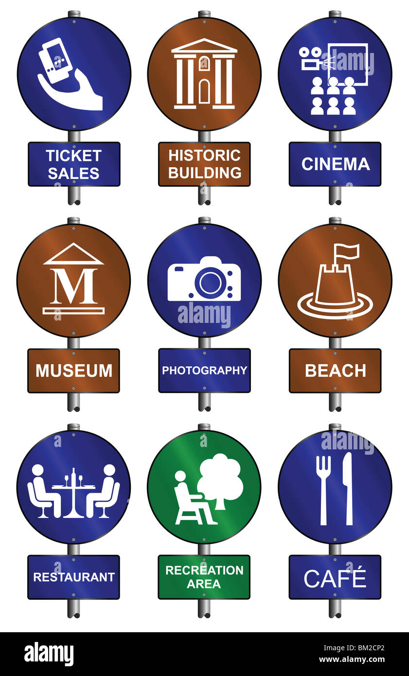 Vector of entertainment recreation tourism sign collection mounted on ...