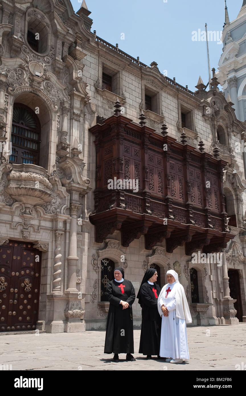 The Archbishop's Palace near the Basilica Cathedral of Lima, Lima, Peru ...