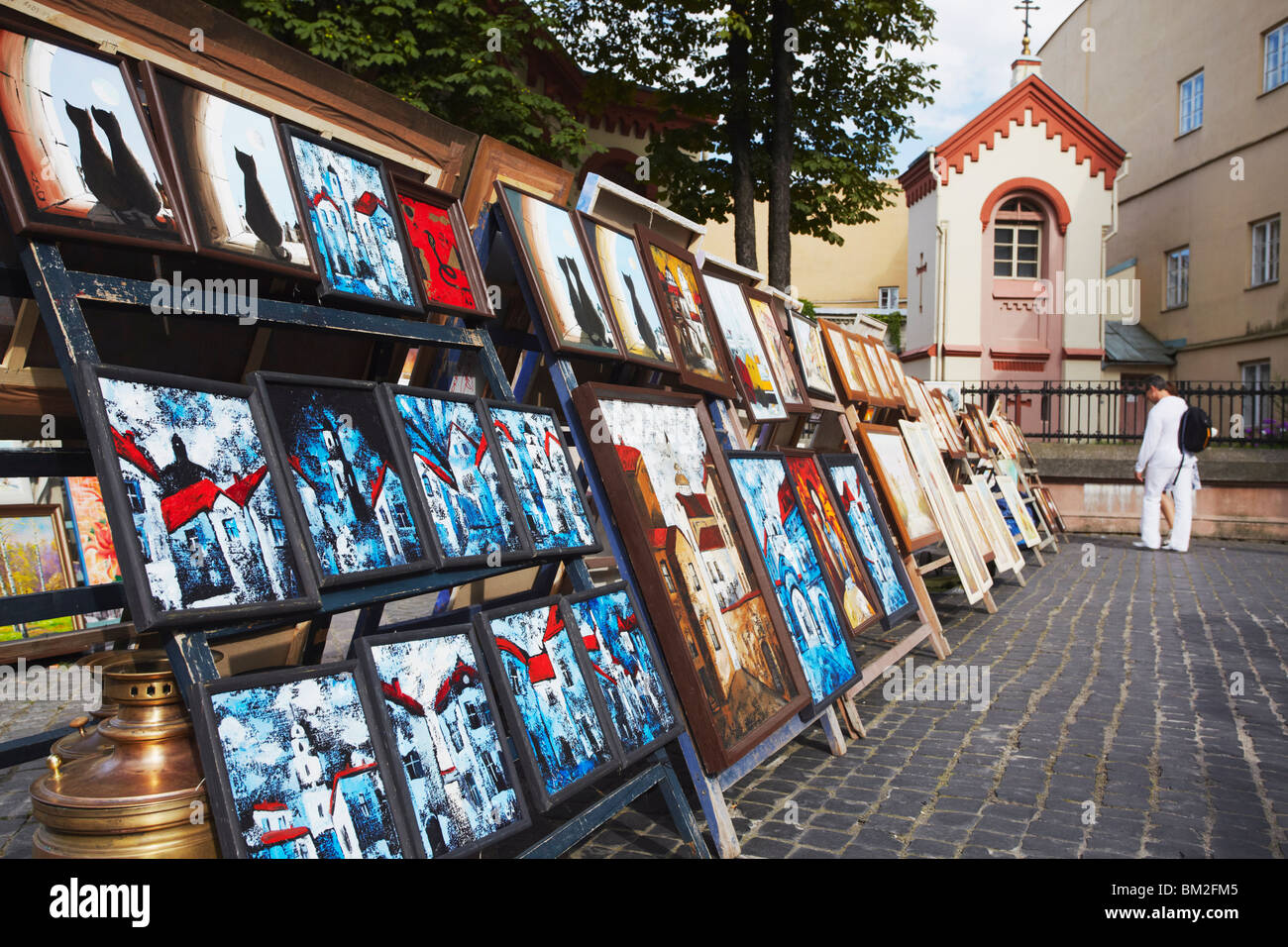 Paintings for sale at Craft Market, Vilnius, Lithuania, Baltic States ...