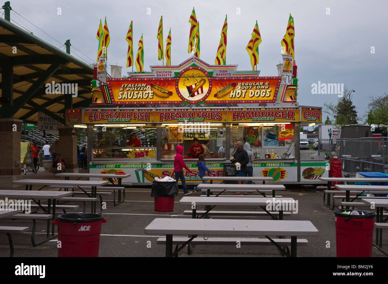 A fast food stand on a fairground during a festival in Holland Michigan ...