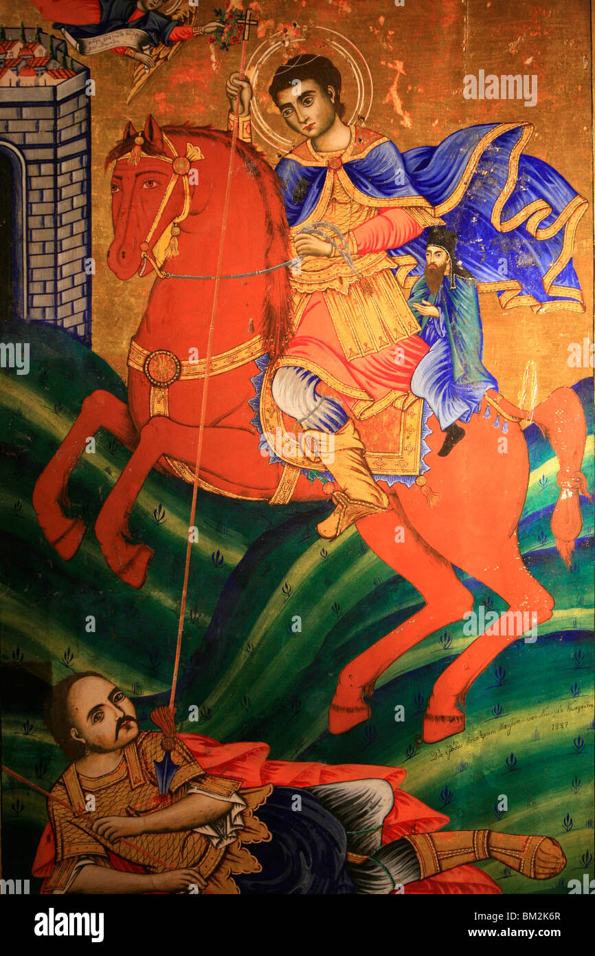 Icon showing the life of St. Dimitrios in St. Dimitrios Orthodox church ...