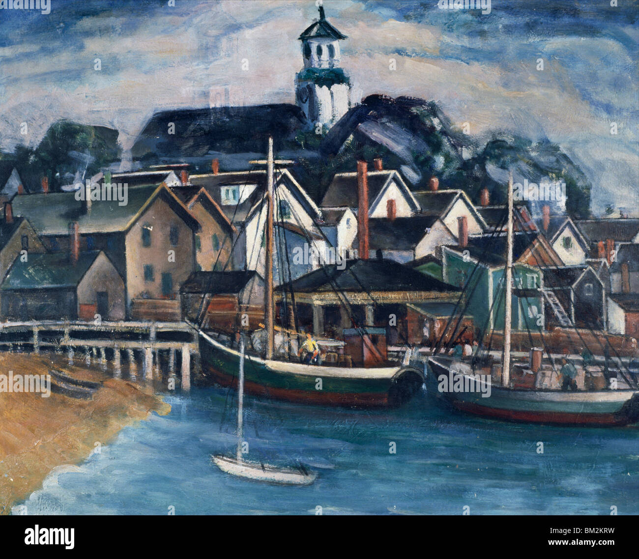 Fishing Boats by Nancy Ferguson, Oil on board, 1930, (1873-1967), USA ...