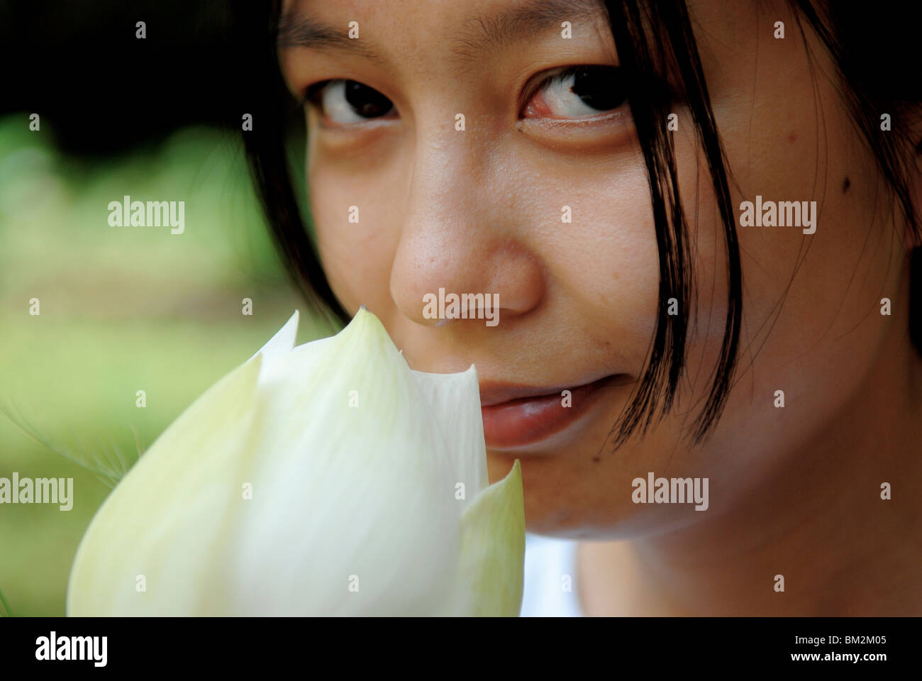 Smelling lotus flower hi-res stock photography and images - Alamy