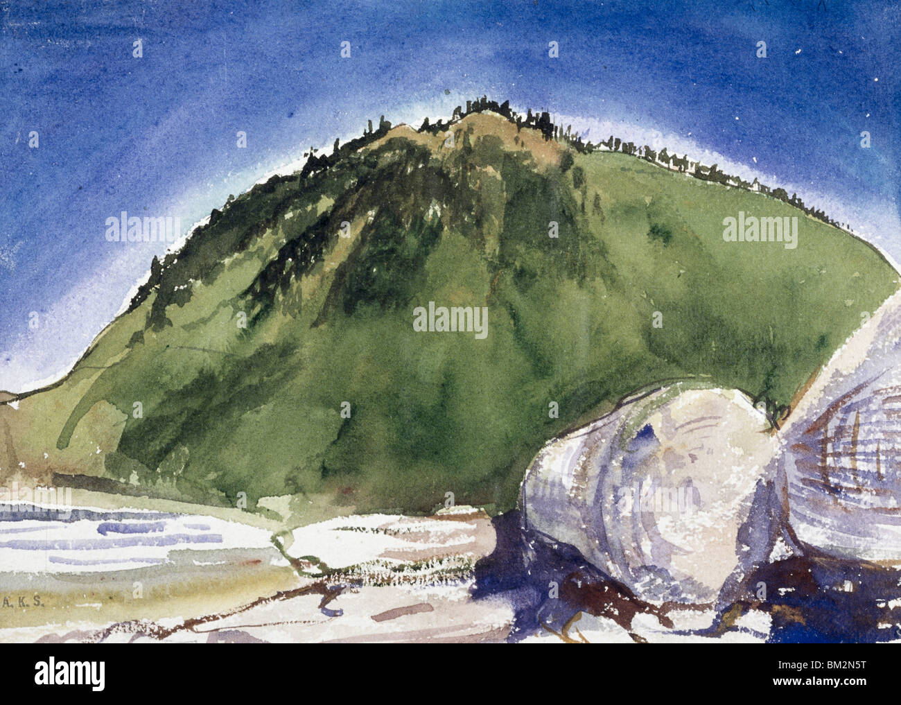 Green Hill by Alice Kent Stoddard, watercolor, 1935, 1884-1976, USA ...