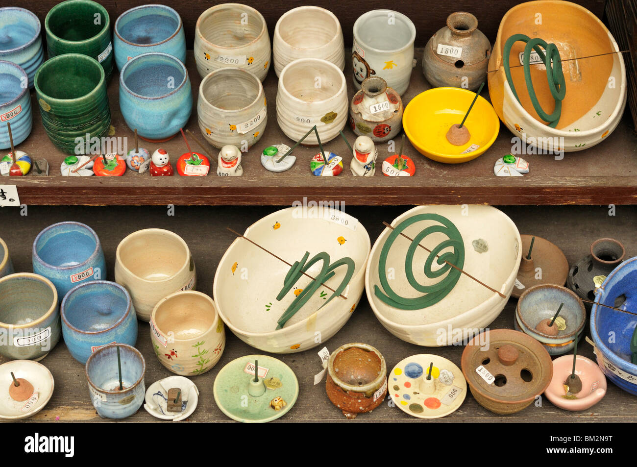 Handmade pottery on display, Kyoto, Japan JP Stock Photo - Alamy