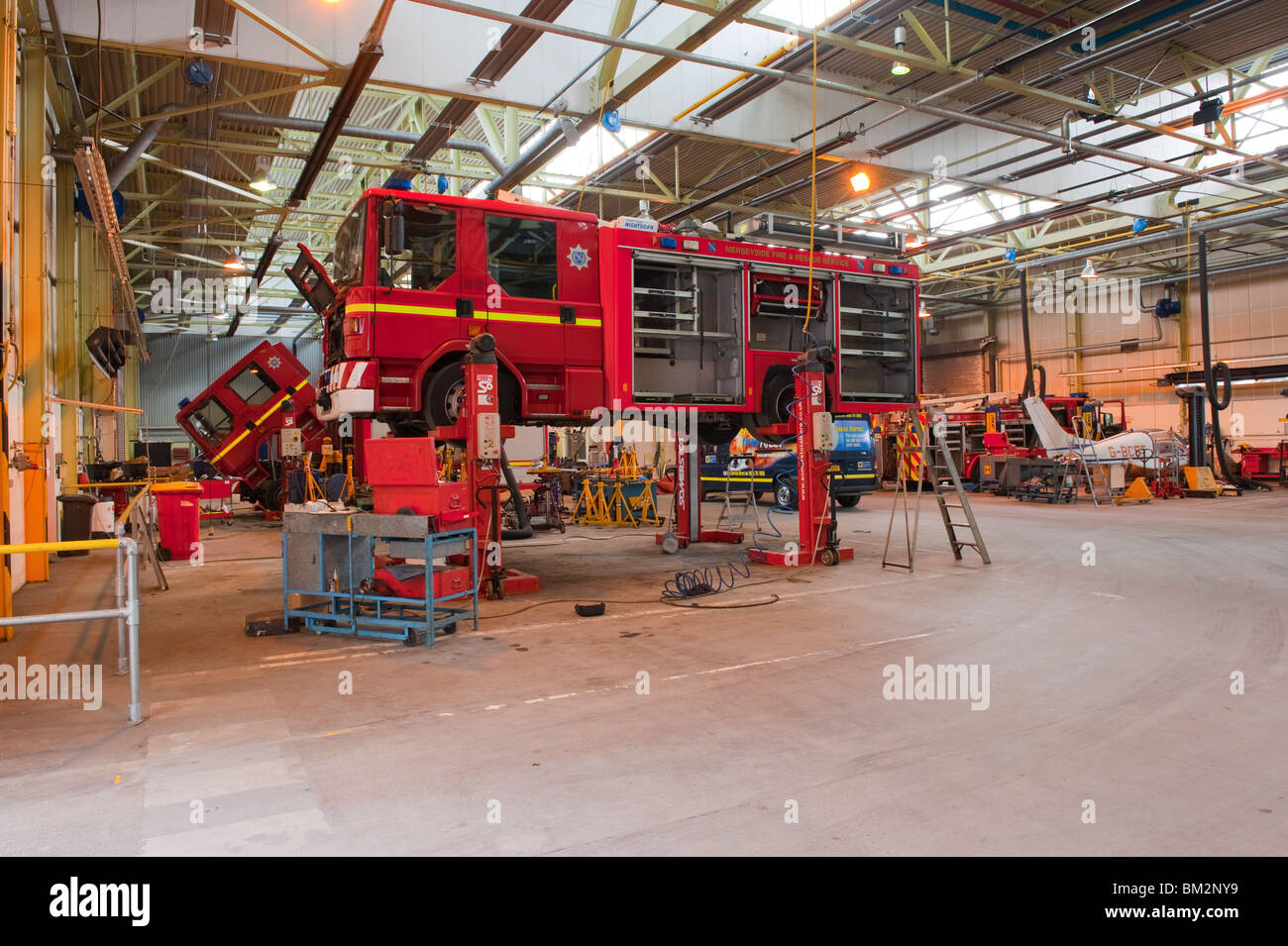 Fire Brigade Vehicle Maintenance Workshop Stock Photo - Alamy