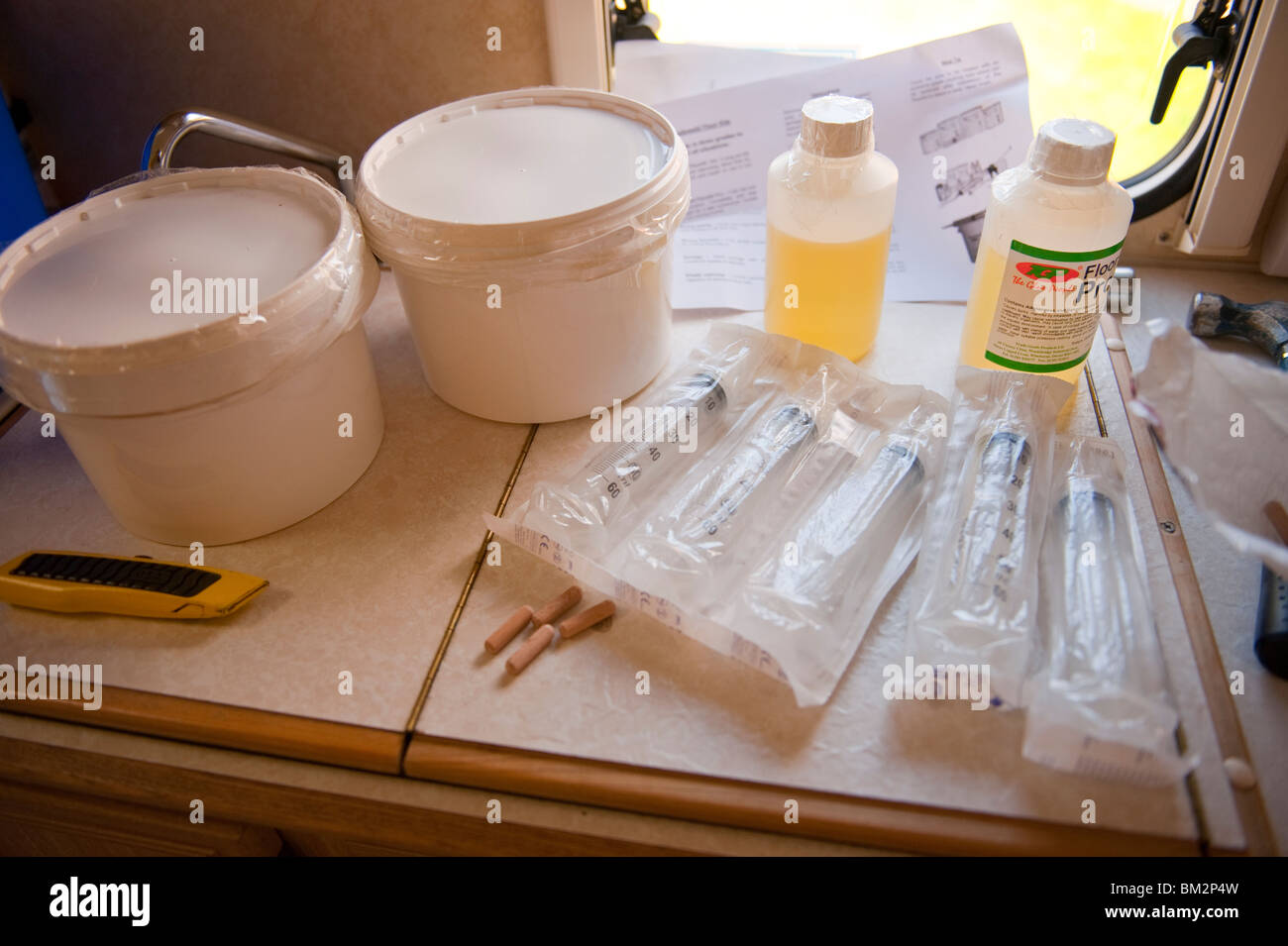 Caravan Floor Delamination repair kit Stock Photo - Alamy