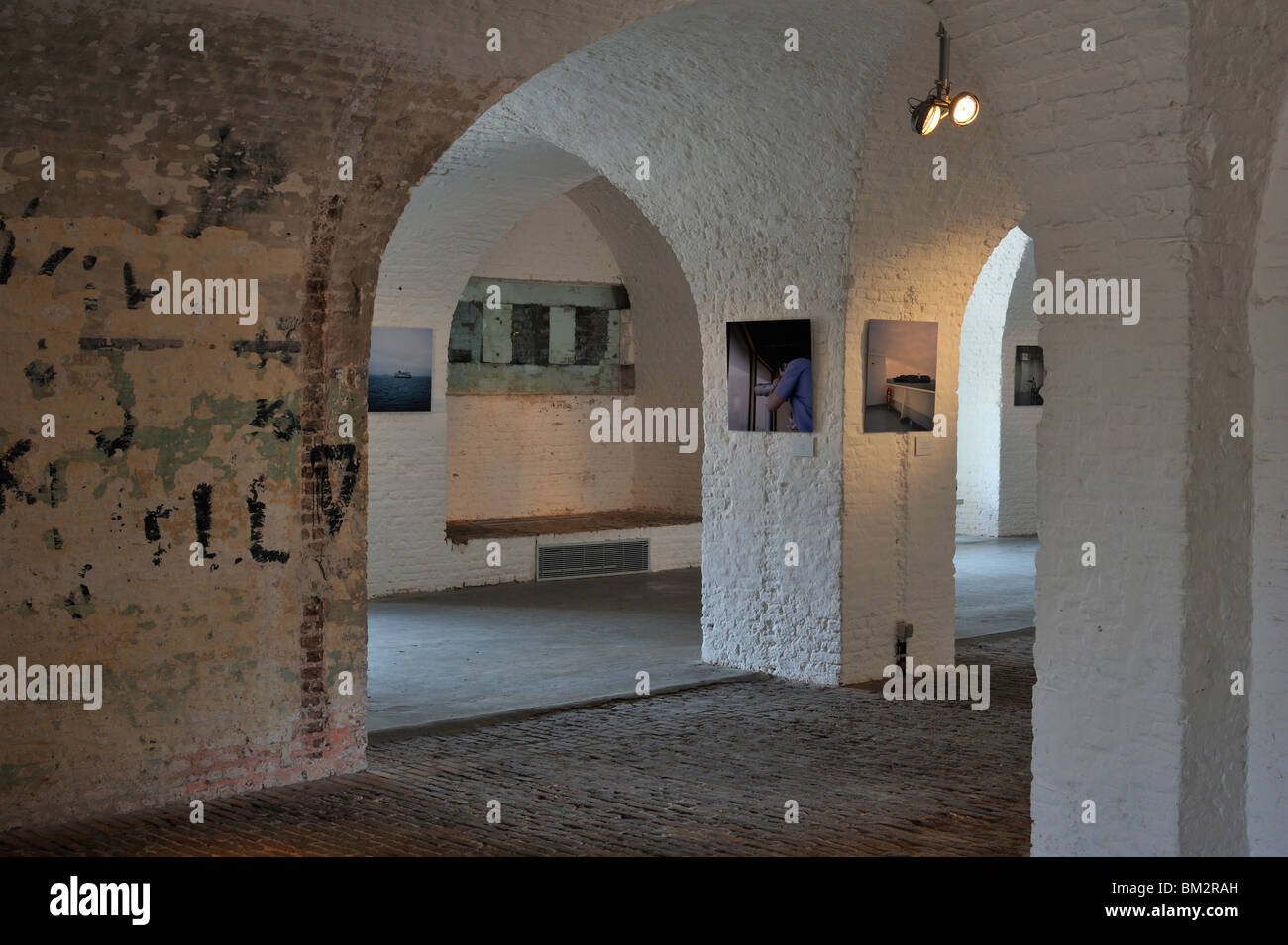 Casemate inside the pentagonal Fort Napoleon in the dunes at Ostend ...