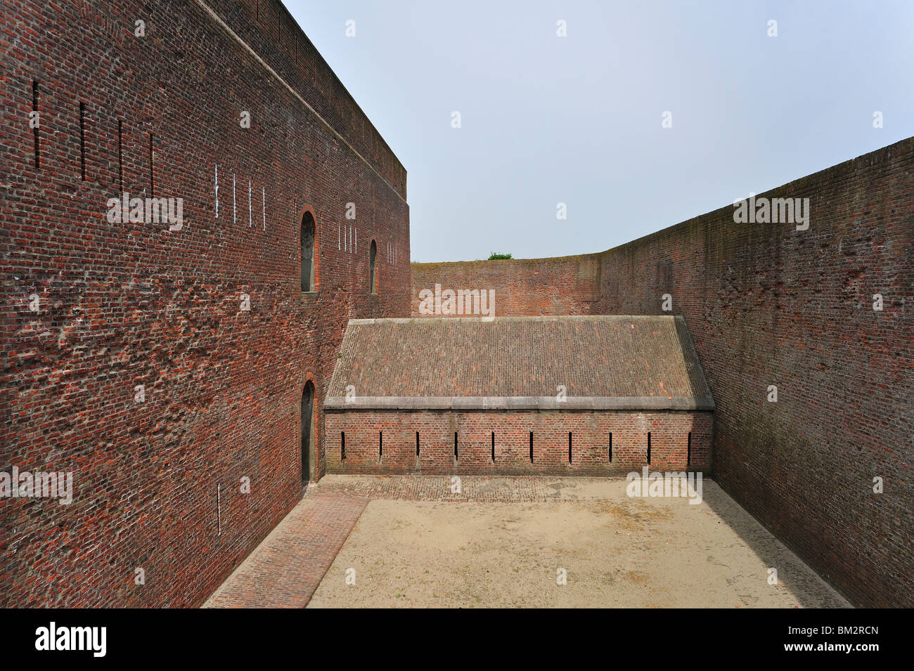 The pentagonal Fort Napoleon showing caponier with rifle ports and dry ...