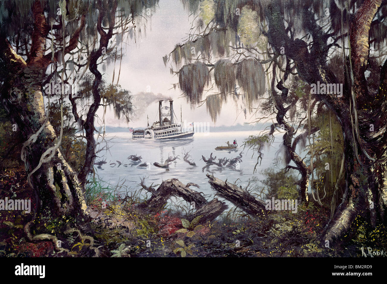 Mississippi, Scene with River-Craft by Konstantin Rodko, (1908-1995 ...