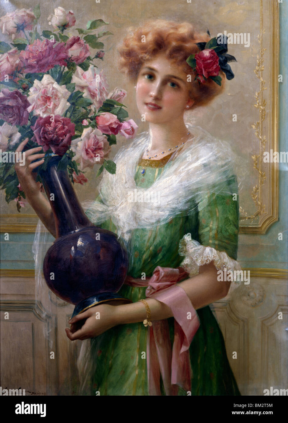 The Flower Girl by Emile Vernon, (1872-1919 Stock Photo - Alamy