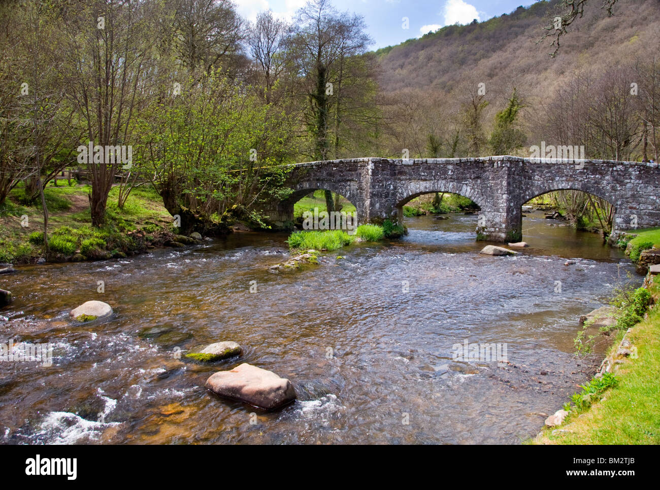 Fingle Bridge and the River Teign in Dartmoor, Devon, England, UK Stock ...