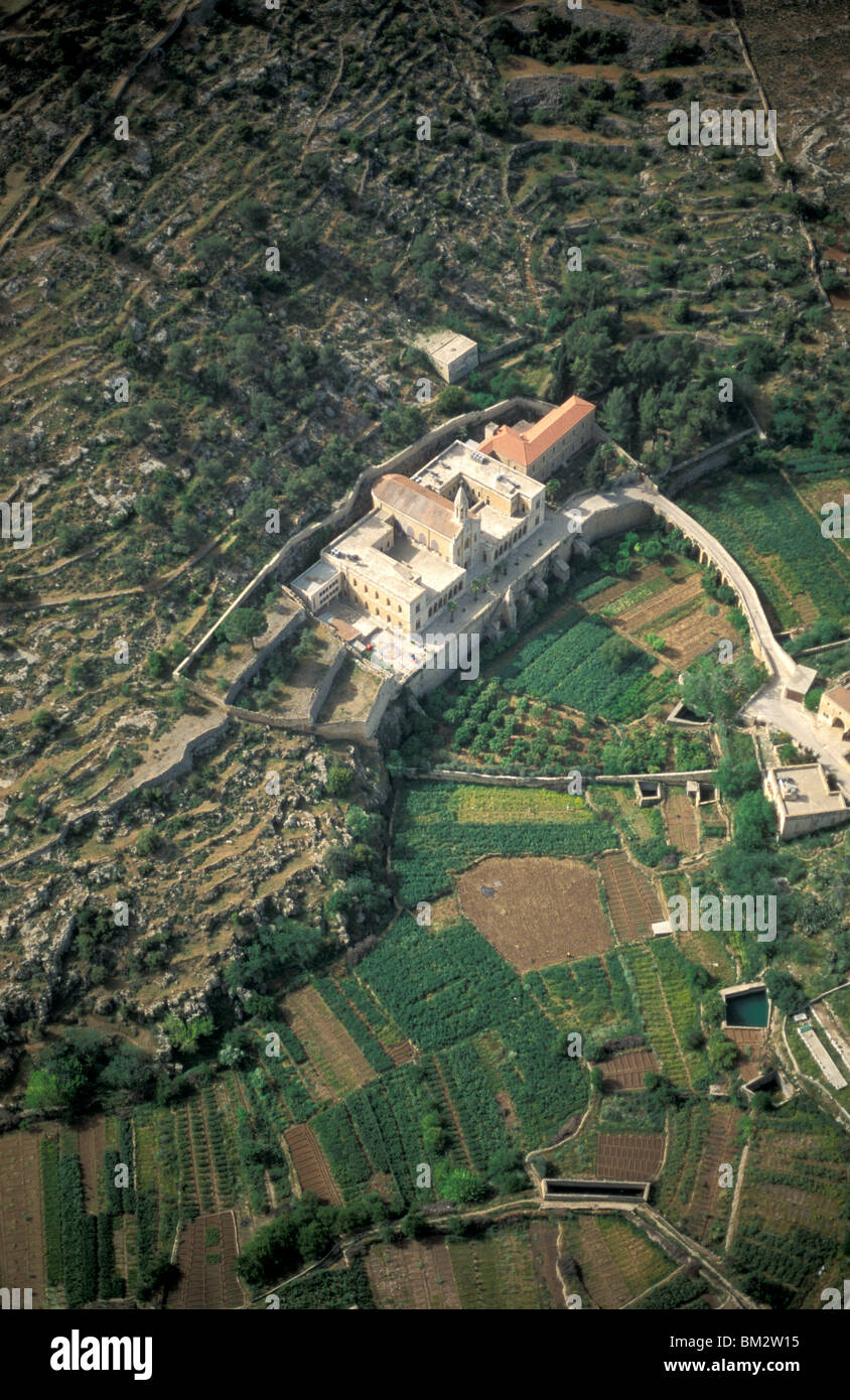 An aerial view of the Convent of the Hortus Conclusus in Artas outside ...
