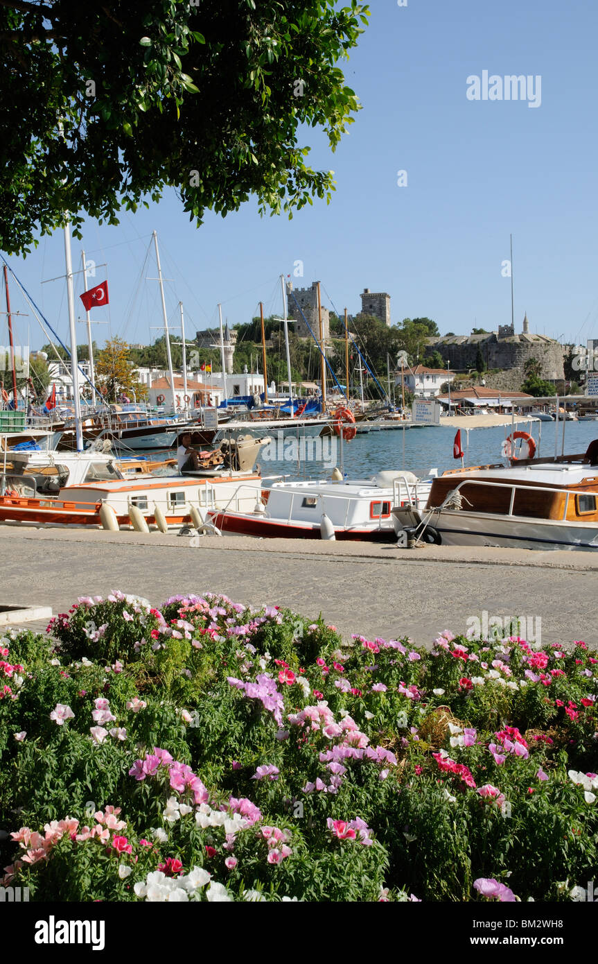 The harbourside in Bodrum a turkish seaside holiday resort and port in ...