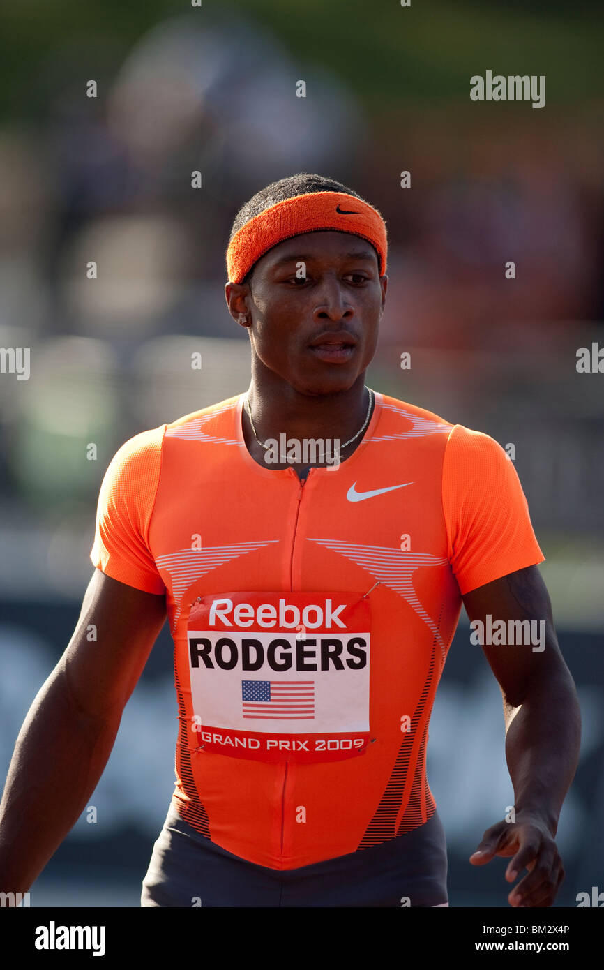 Mike Rodgers (USA) winner of the 100 meters at the 2009 Reebok Grand ...