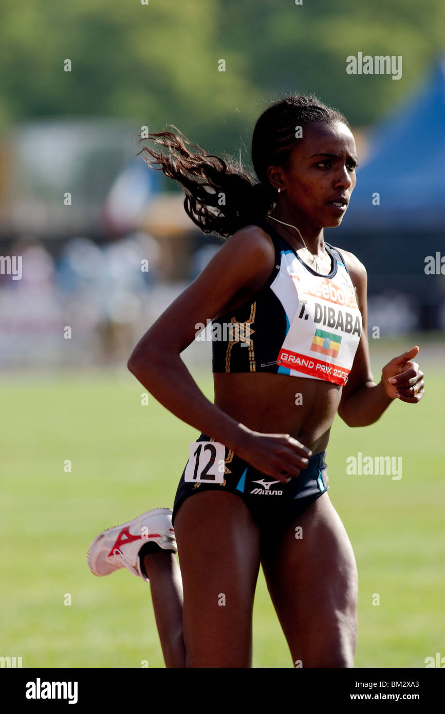 Tirunesh Dibaba (ETH) competing in the 5000 meters at the 2009 Reebok ...