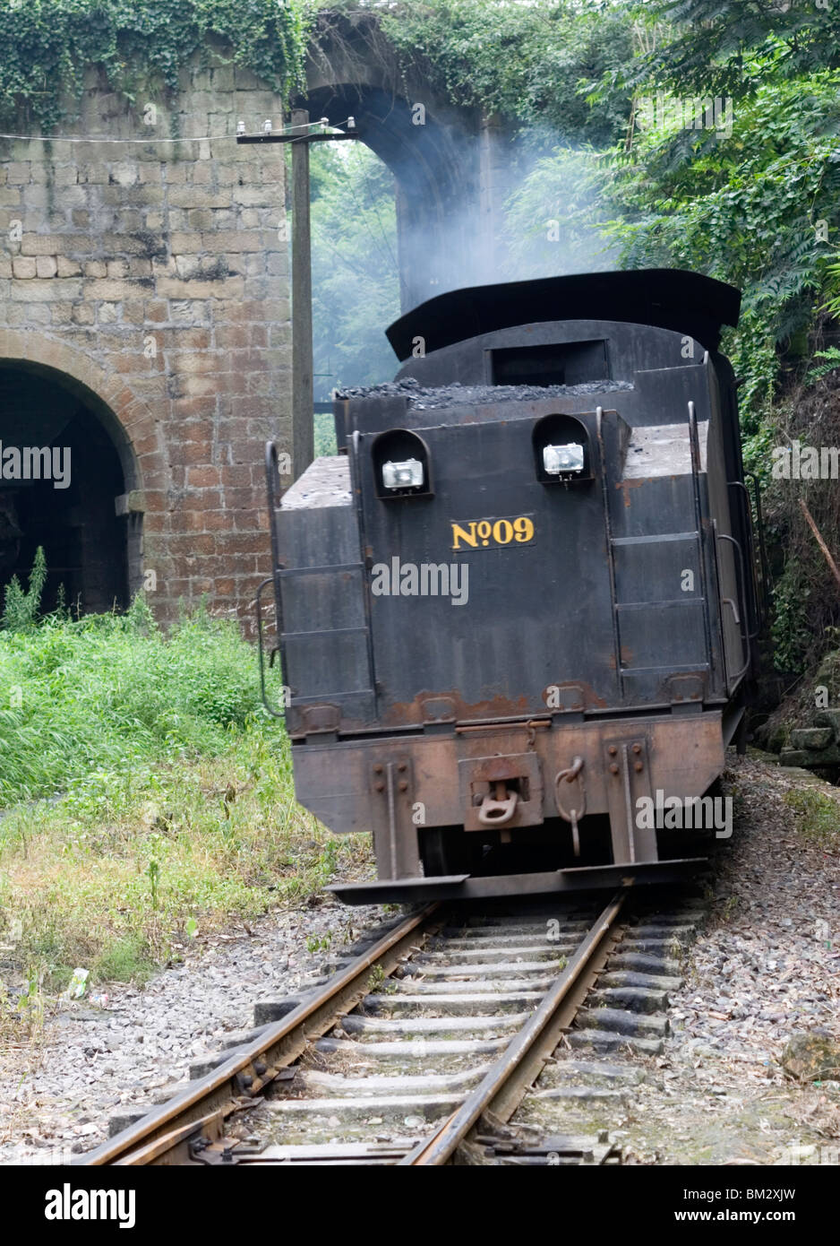 Close up of the Jiayang steam train in Leshan in Sichuan in China Stock ...