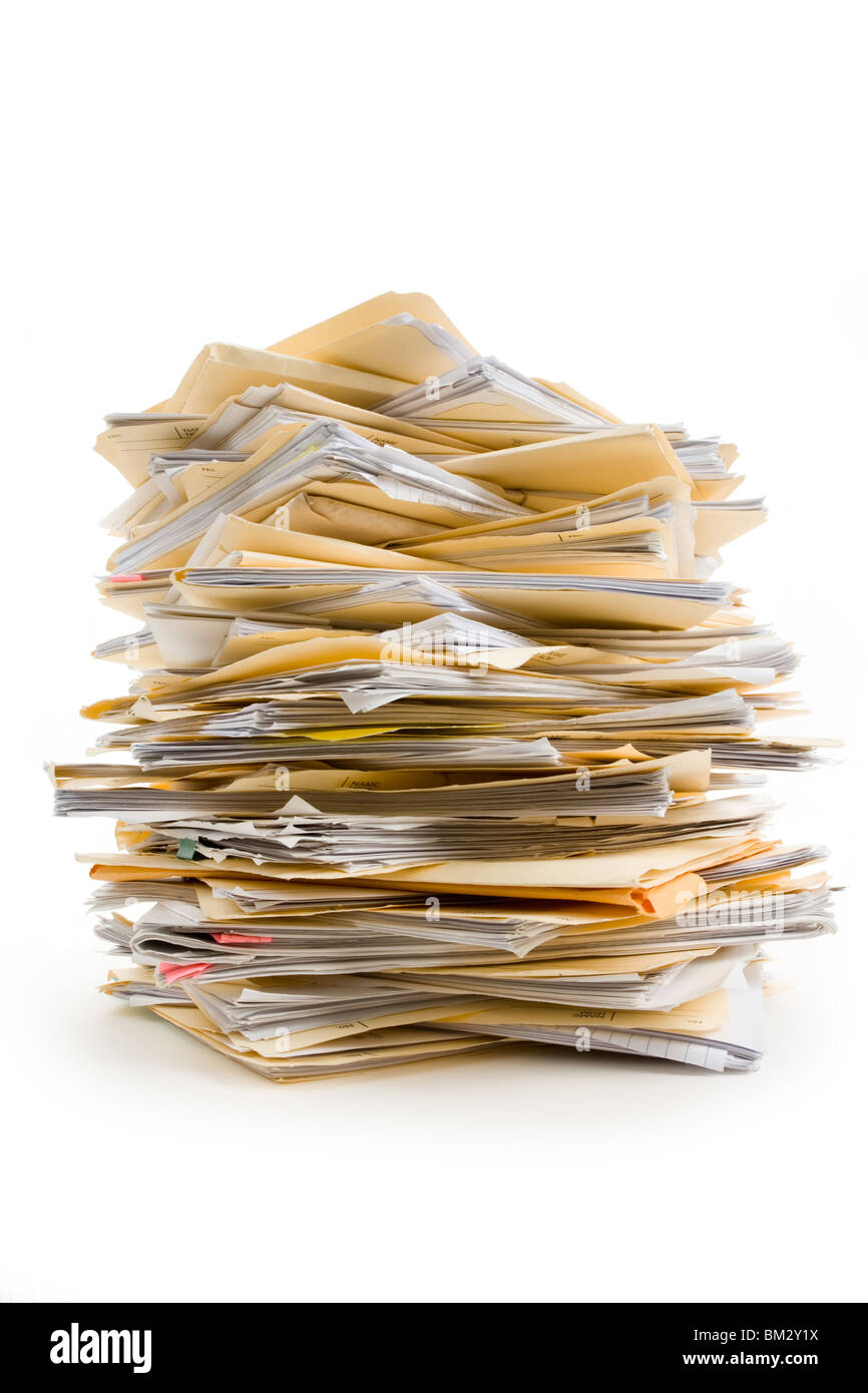 File Stack, file folder with white background Stock Photo - Alamy