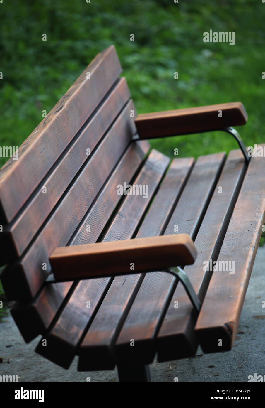 Isolated park bench outdoors Stock Photo - Alamy