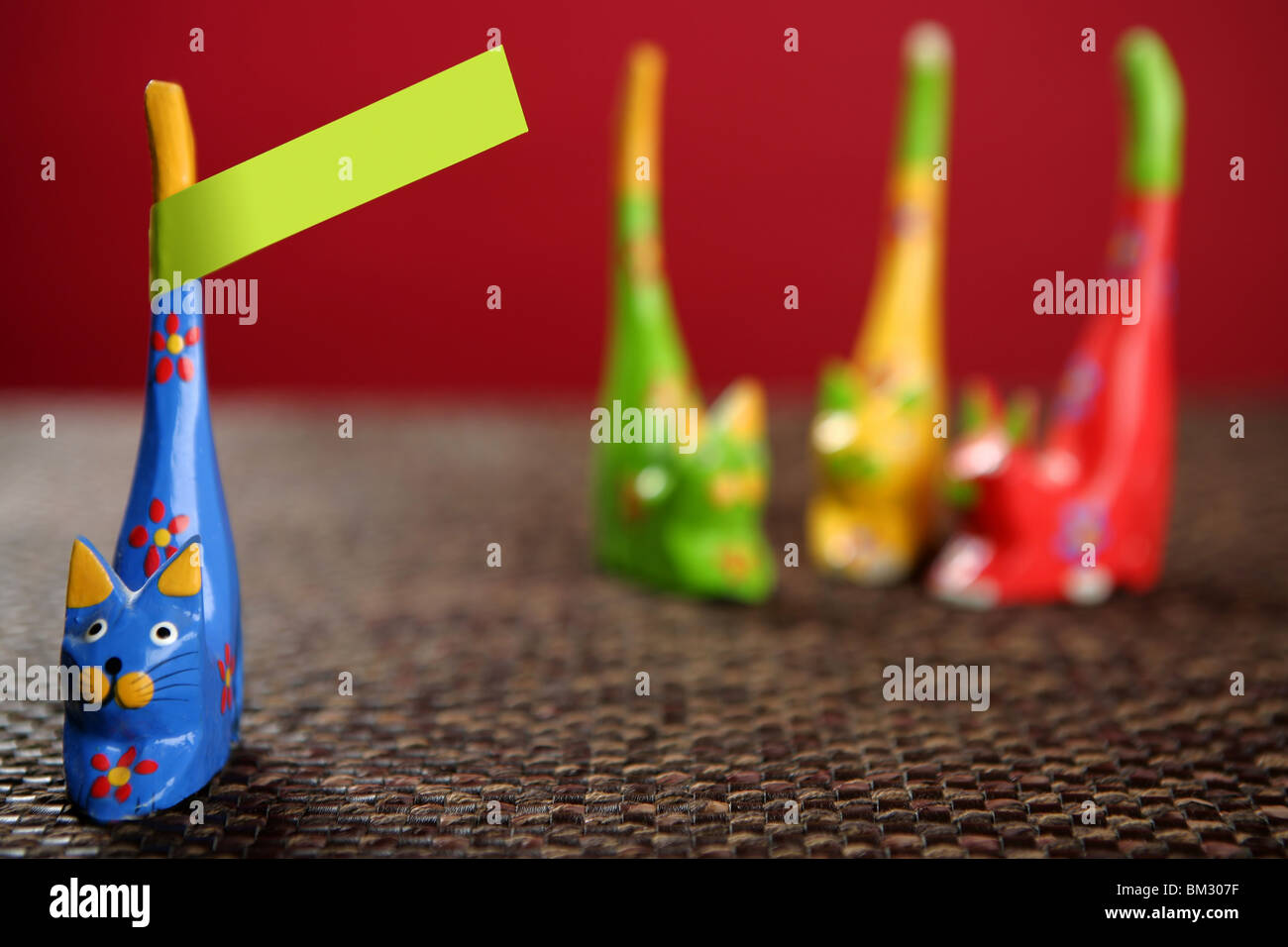 four color handcraft cats one copy space message in tail Stock Photo ...