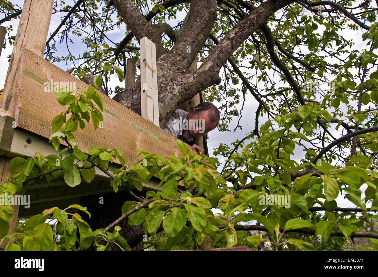 Garden children play treehouse hi-res stock photography and images - Alamy