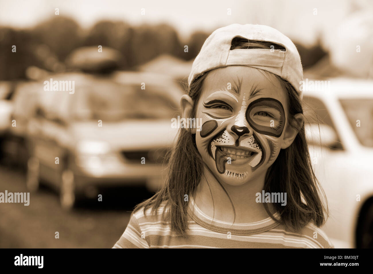 girl with face painted as a dog Stock Photo - Alamy