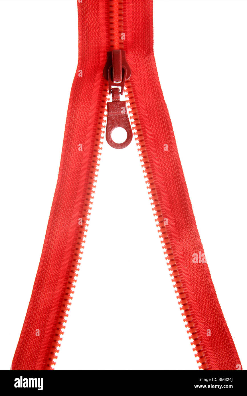 Red clothes zip open isolated over white studio background Stock Photo ...