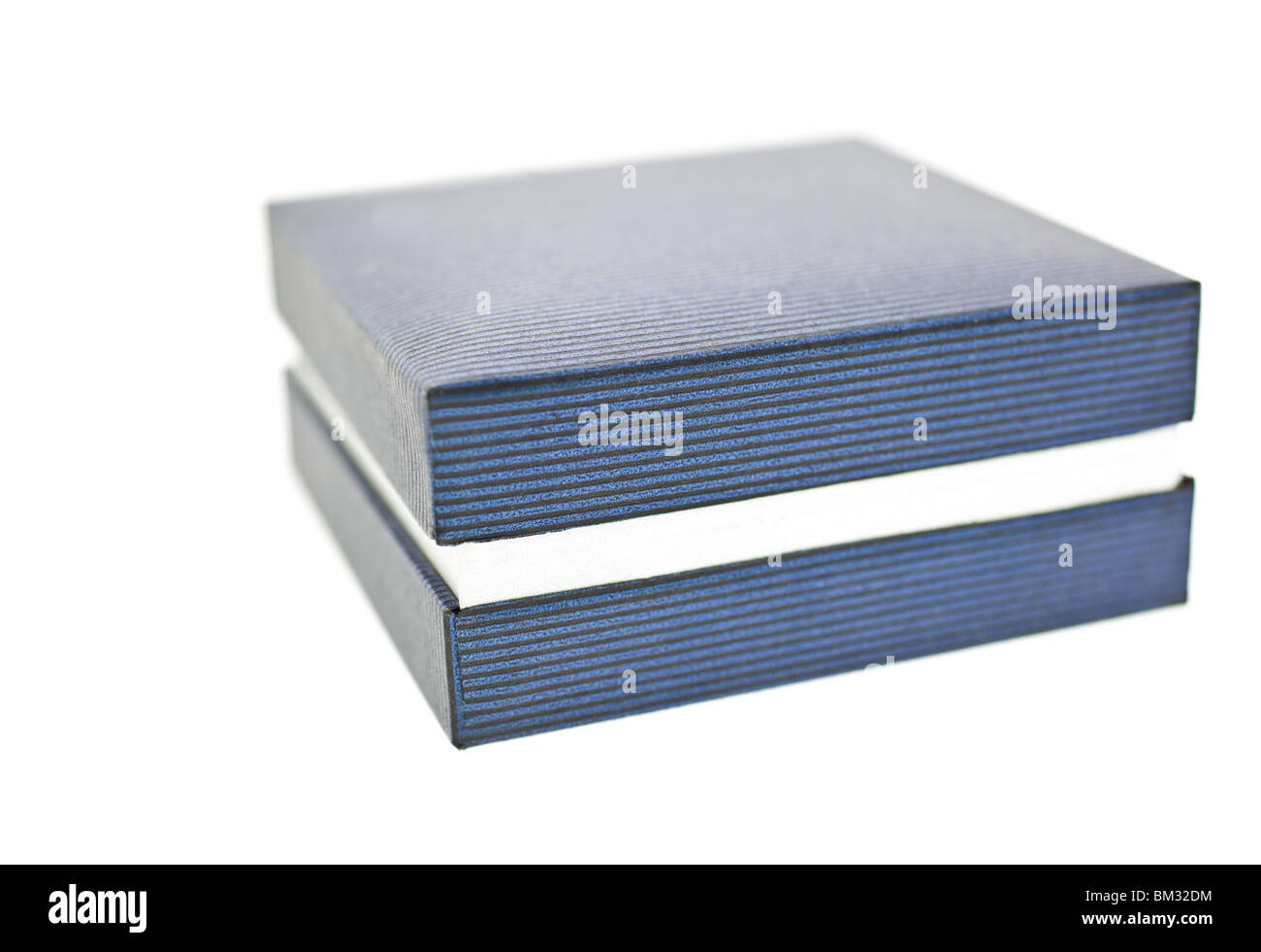 blue striped carton gift box on white background Stock Photo - Alamy