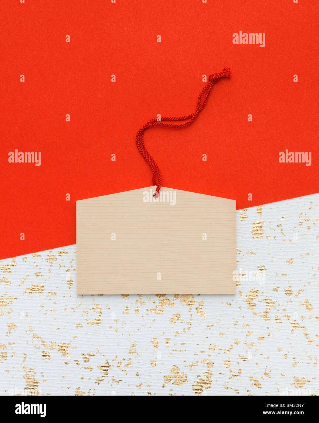 Wooden plaque on Japanese paper Stock Photo - Alamy