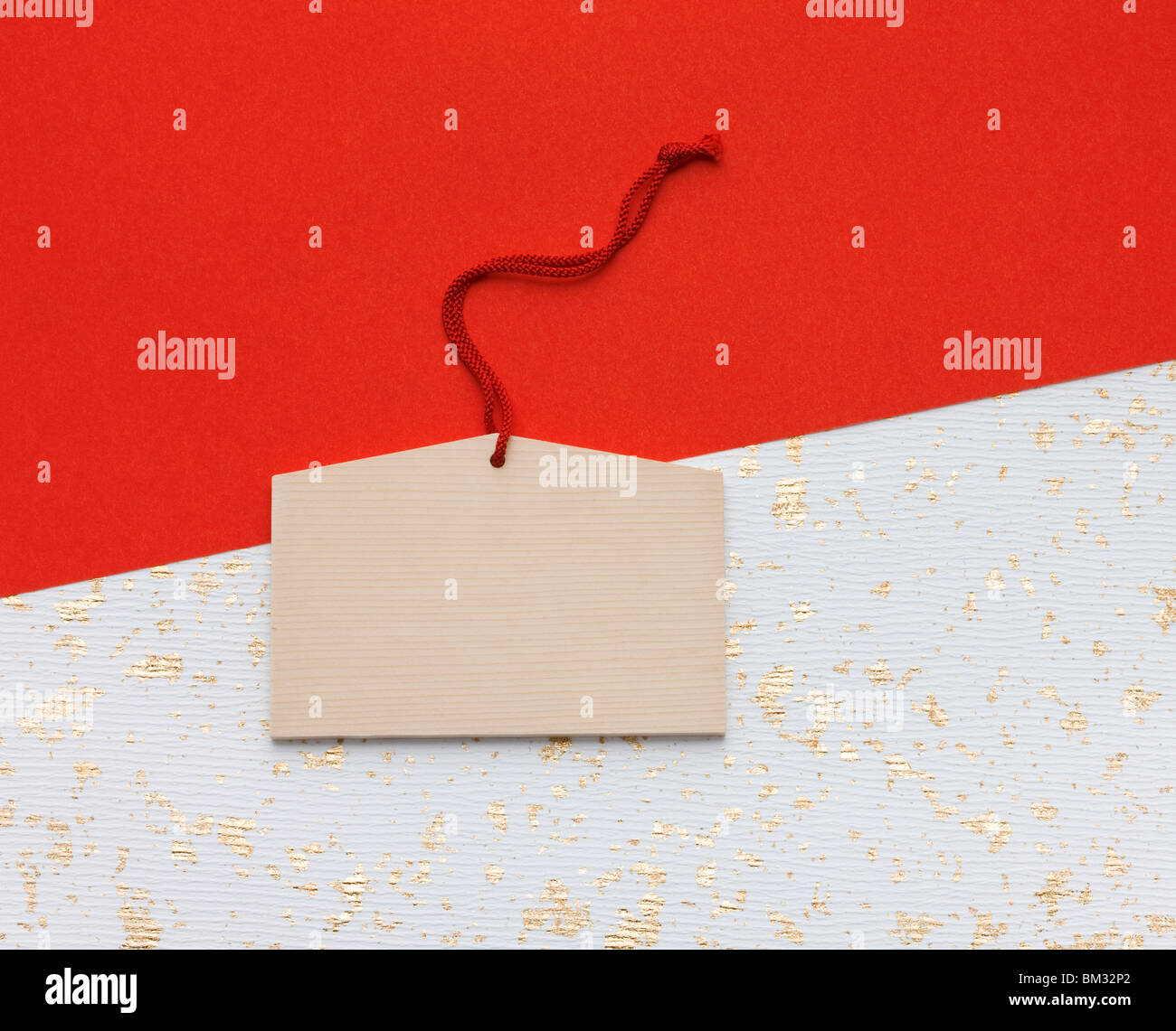 Wooden plaque on Japanese paper Stock Photo - Alamy