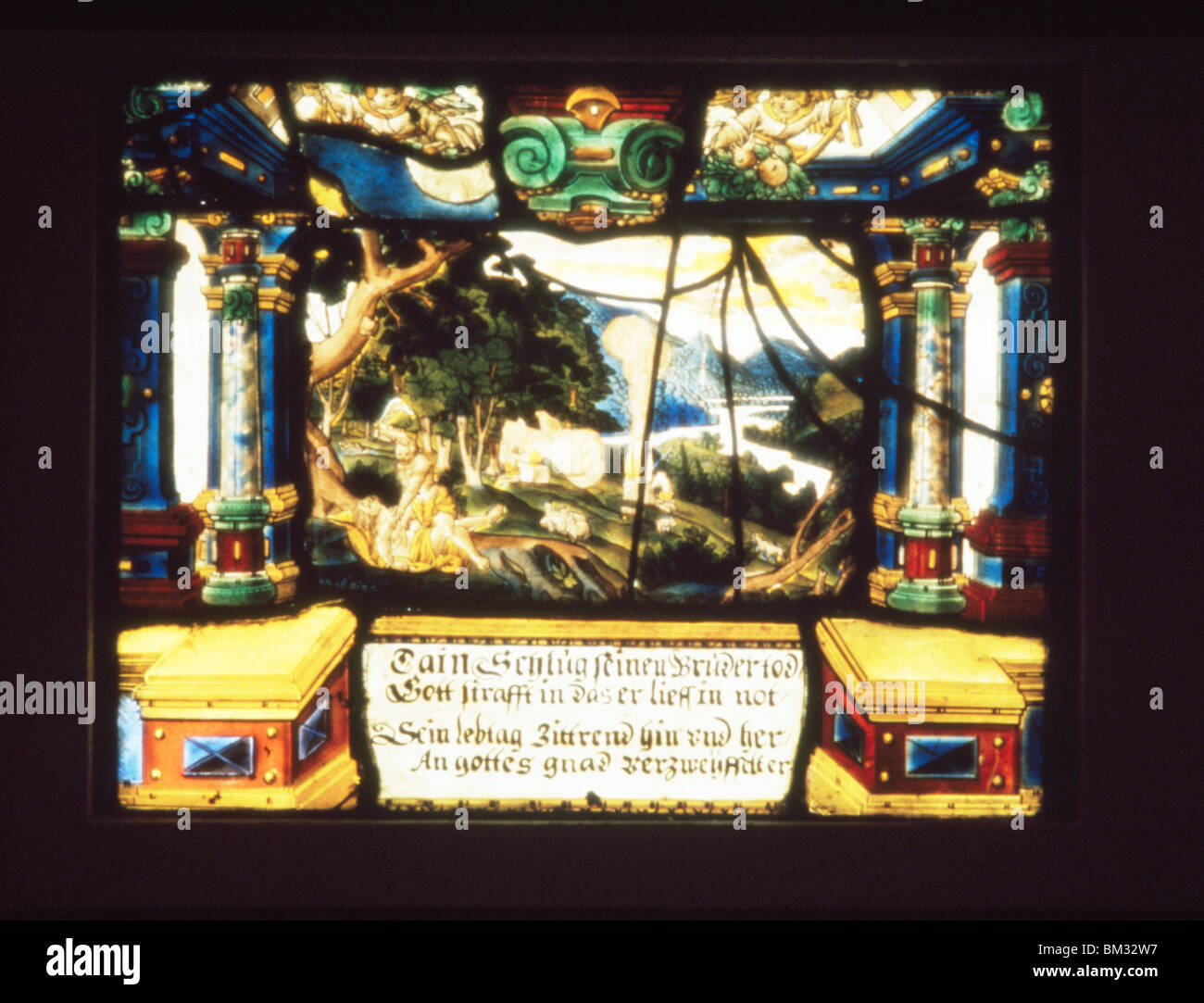 Scene from Genesis, stained glass, 17th Century Stock Photo - Alamy