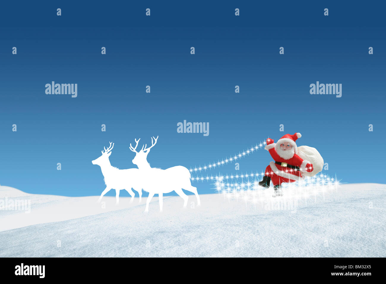 Santa claus with sleigh and reindeer hi-res stock photography and ...