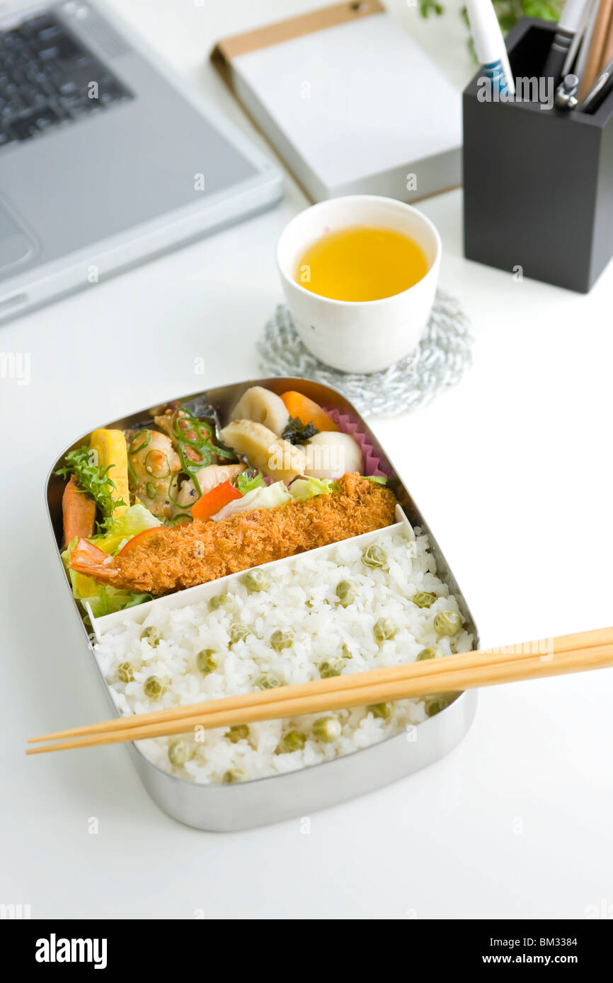 Bento box (Lunch box) on a desk Stock Photo - Alamy