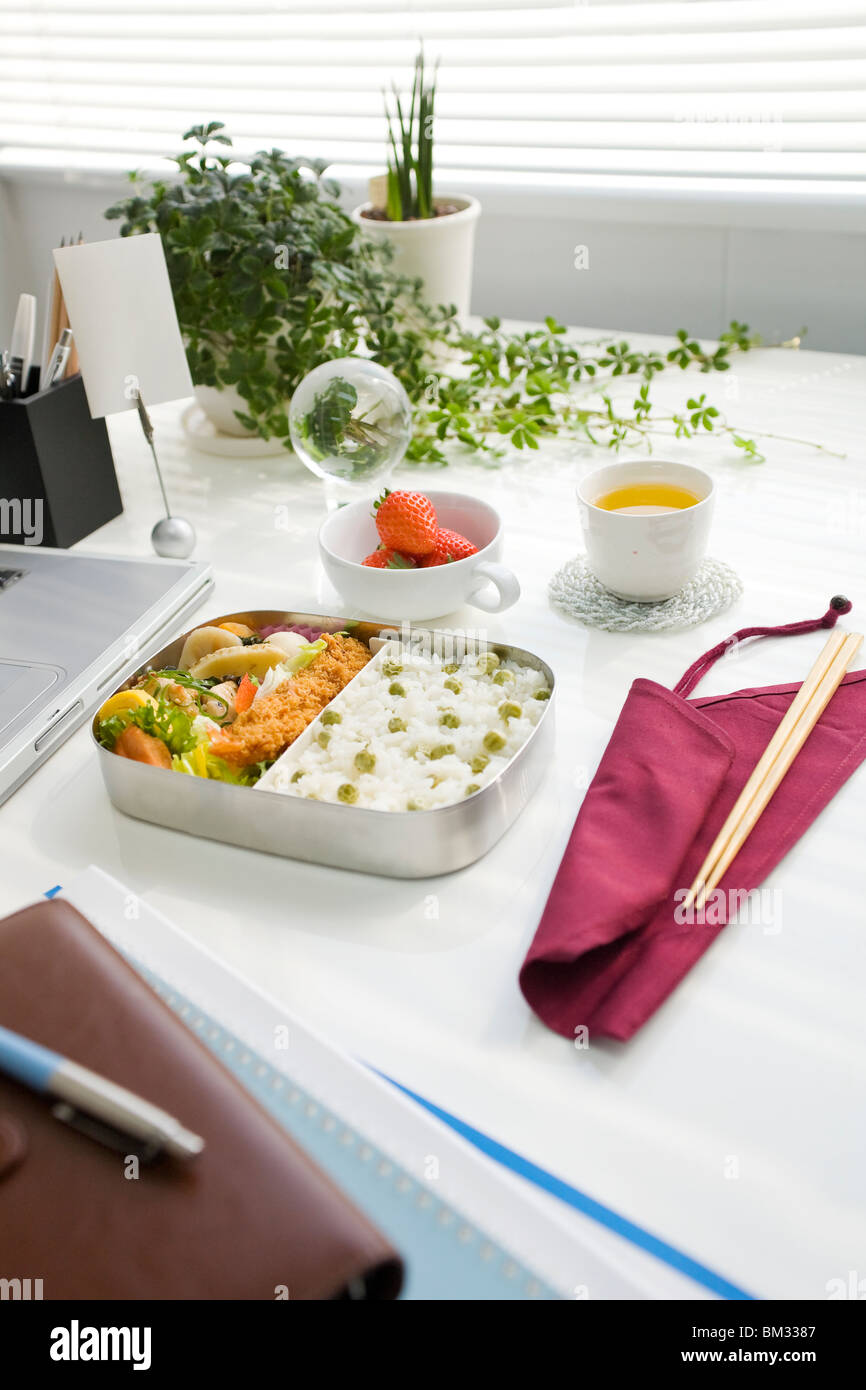 Bento box (Lunch box) on a desk Stock Photo - Alamy
