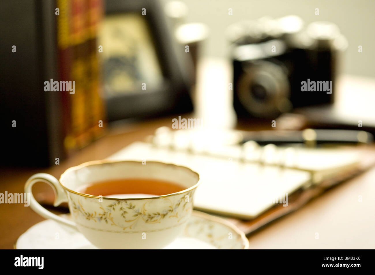 Tea on a desk Stock Photo - Alamy