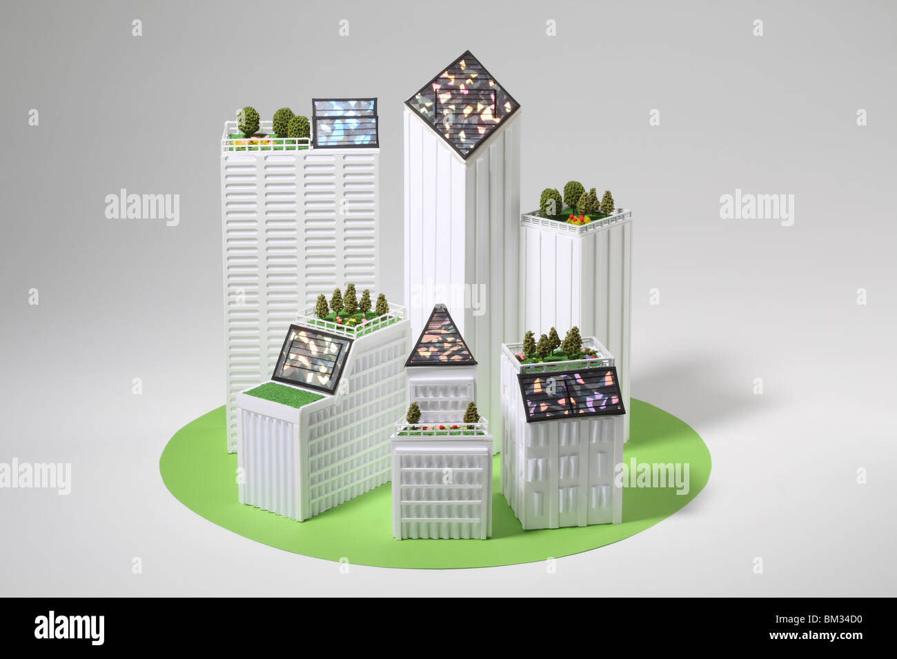 Miniature office buildings with solar panels Stock Photo - Alamy
