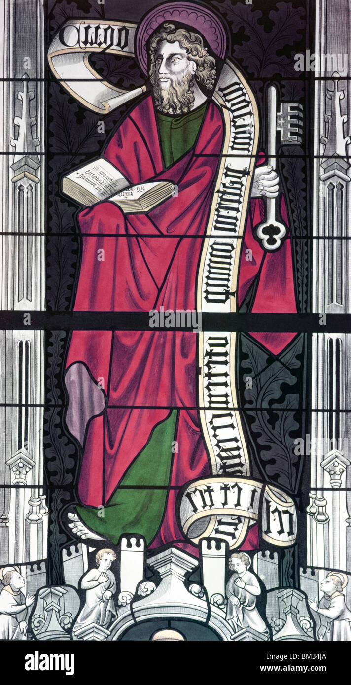 Apostle Peter, stained glass, 13th century Stock Photo - Alamy