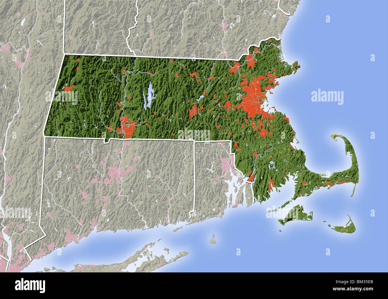 Physical Map Of Massachusetts Physical Map Of Massachusetts, Satellite