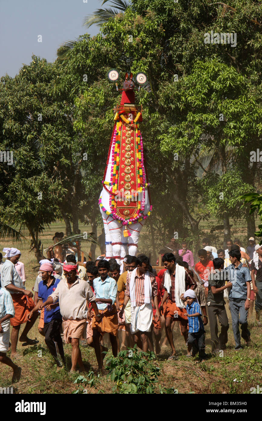 decorated horse sculptures and devotees from machadu mamankam or ...