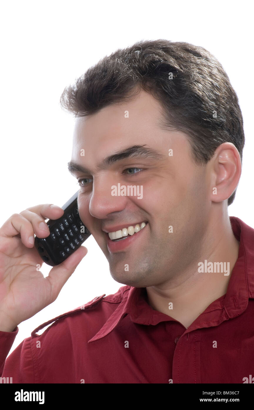 people on white - men with phone Stock Photo - Alamy